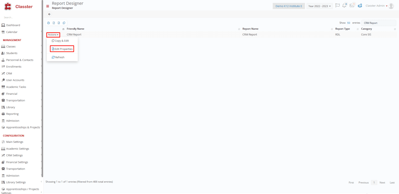 Print Out Report - Classter Knowledge Base