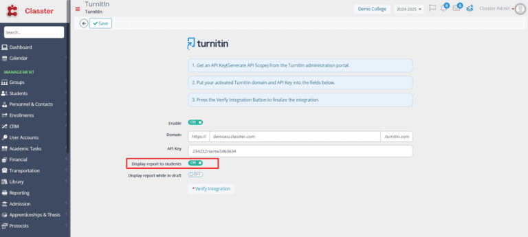 Turnitin Report Access for Students - Classter Knowledge Base