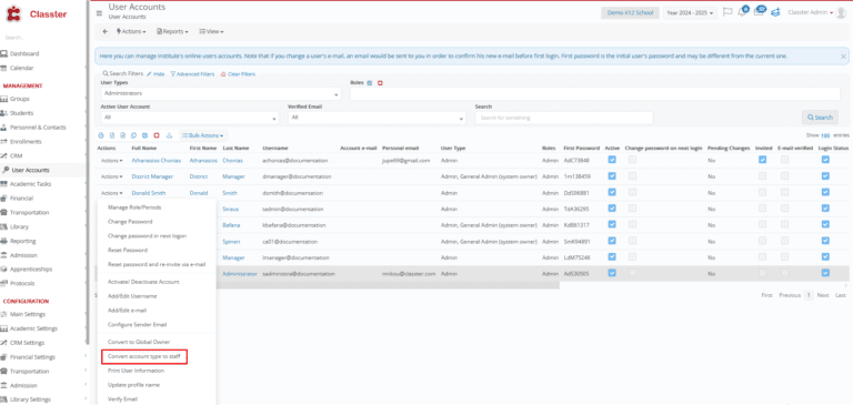 User Accounts Management - Classter Knowledge Base