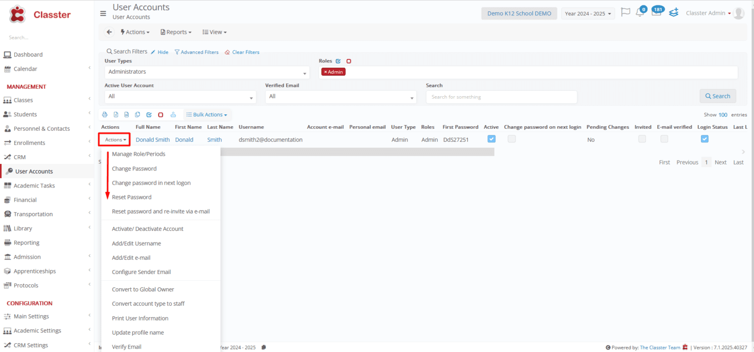 User Accounts Management - Classter Knowledge Base