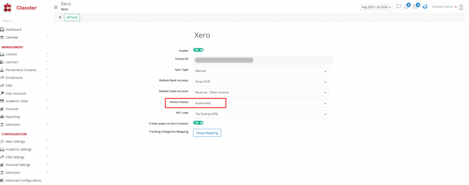 Xero Integration with Classter - Classter Knowledge Base